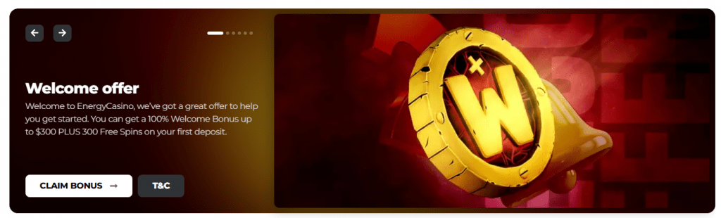 Energy Casino 💲 30 No Deposit Spins + $300 Bonus - Deluxe Casino Bonus